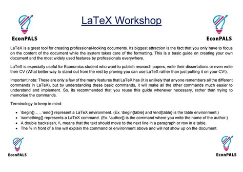 la te x workshop run through to using latex latex workshop latex is