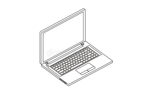 笔记本电脑的黑白简图 等轴视图 向量例证 插画 包括有 简单 互联网 设计 等量 电子 参考 210269905