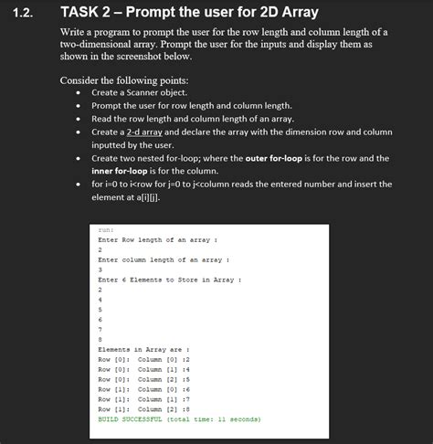 Solved K 2 Prompt The User For 2D Array A Program To Prompt Chegg