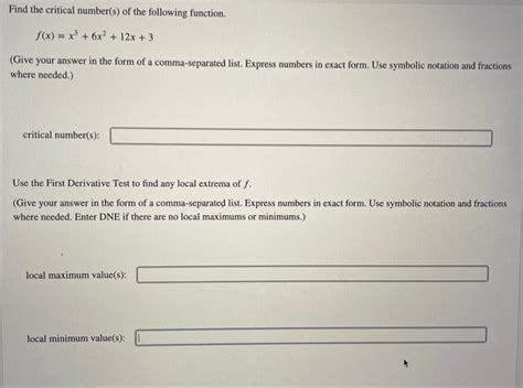 Solved Find The Critical Number S Of The Following