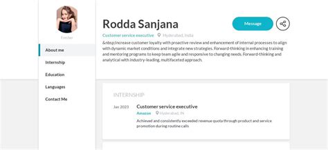Rodda Sanjana Online Resume CraftmyCV