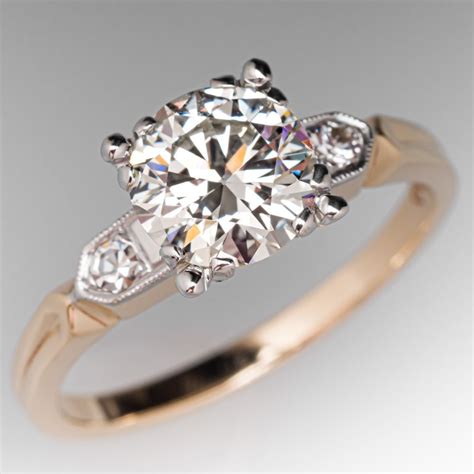 Transitional Diamond Engagement Ring 14k Two Tone Gold 128ct Nvvs2