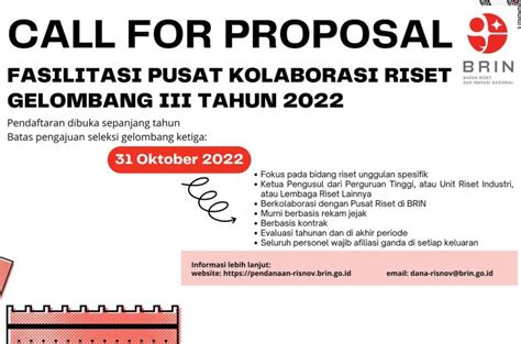 Call For Proposal Fasilitasi Pusat Kolaborasi Riset PKR Gelombang III Tahun Direktorat