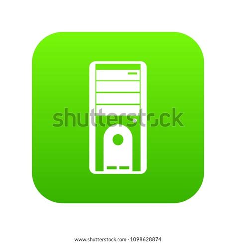 Computer System Unit Icon Digital Green Stock Vector Royalty Free