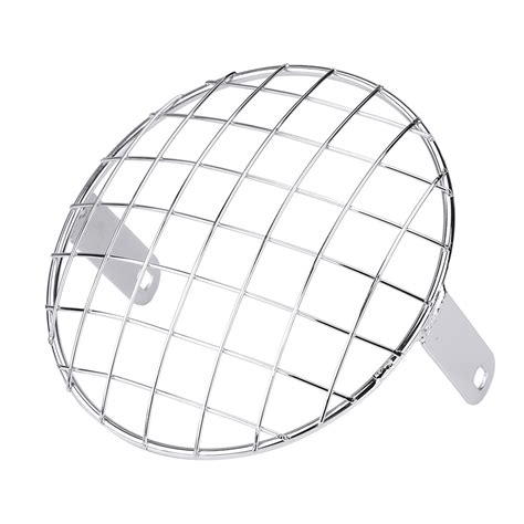 For Motorcycle Headlight Mesh Grill Side Mount Universal Cover Mask For Cafe Racer Silver