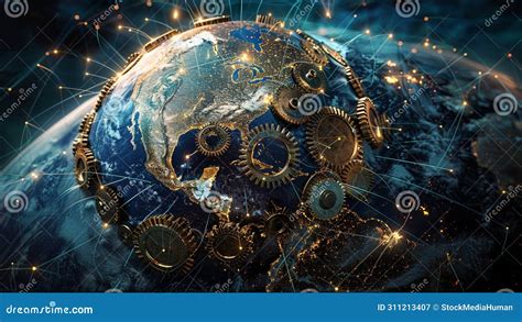 Globe Earth Interconnected Global Visualization Whole Planet Stock Illustration Illustration