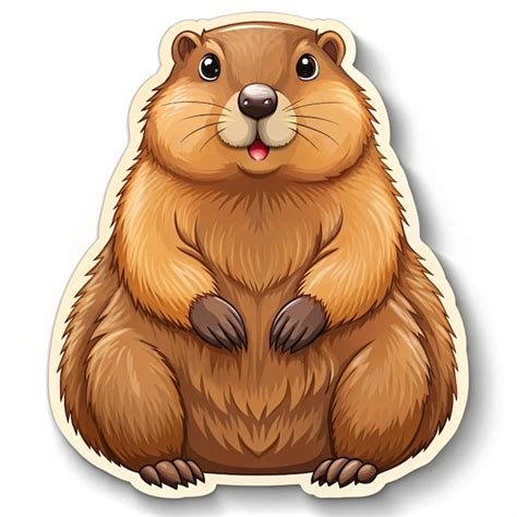 A Cartoon Image Of A Beaver With A Brown Face And His Tongue Sticking Out Premium Ai Generated