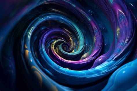 Swirling Vortex Abstract Metallic Vibrant Blue And Purple On Dark Space
