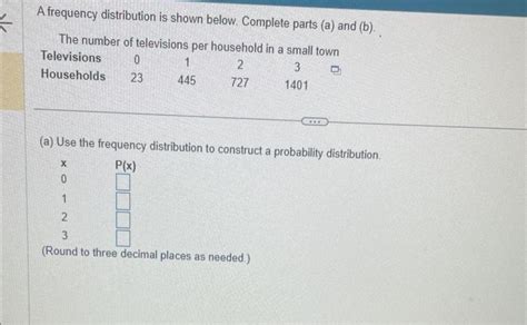 Solved A Frequency Distribution Is Shown Below Complete