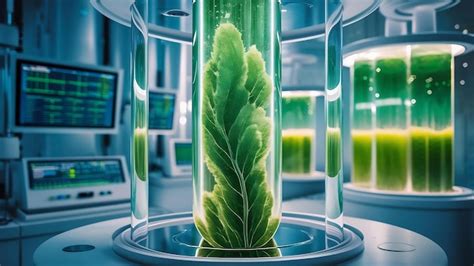 Premium Photo Algae Biofuel Tube In Biotech Laboratory