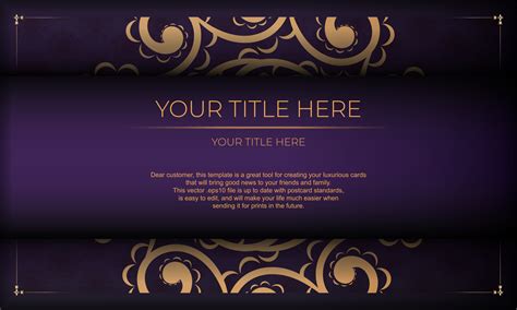 Luxurious Purple Invitation Card Template With Vintage Indian Ornaments