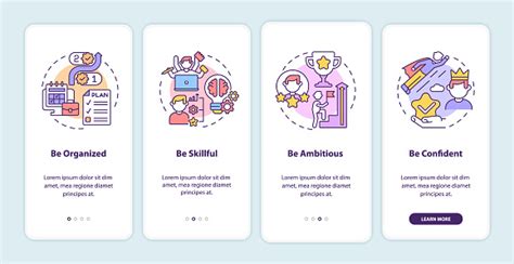 모바일 앱 페이지 화면 온보딩 경력 발전을 위한 개인적 특성 Brand Name Smart Phone에 대한 스톡 벡터 아트 및