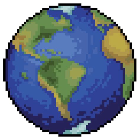 Pixel Art Planète Terre Pour Jeu 8bit Sur Fond Blanc 9726216 Art