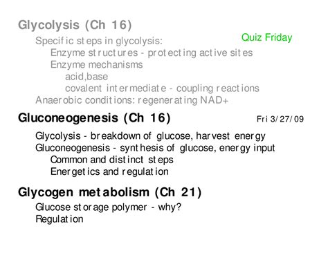 Glycolysis Biochemistry For Chemists Lecture Notes Chem 490 Docsity