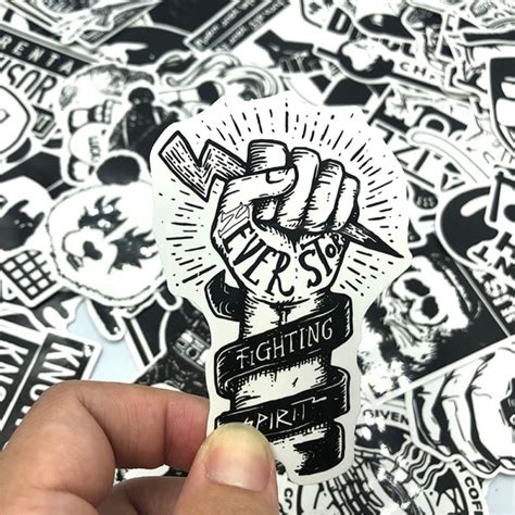 sztuk zestaw Vintage naklejki czarno białe naklejki diy na motocykl czaszka papiernicze