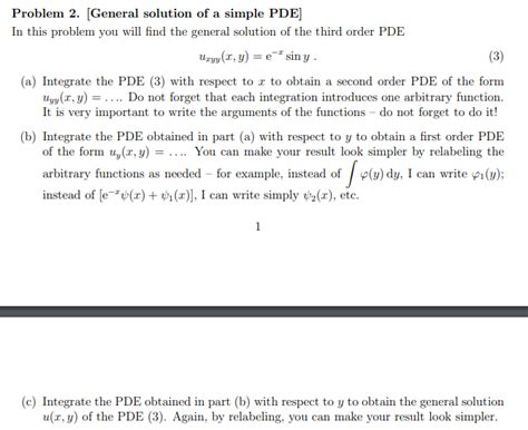 Solved 3 Problem 2 General Solution Of A Simple Pde] In