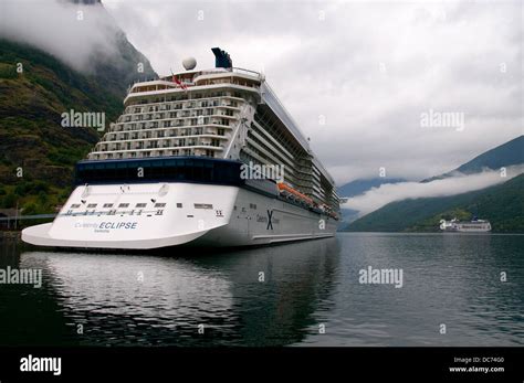 The Celebrity Eclipse Cruise Ship Sits At The Dock Terminal In The Tiny