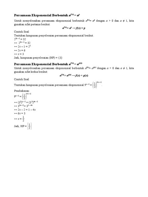 Bentuk Persamaan Eksponensial Pdf