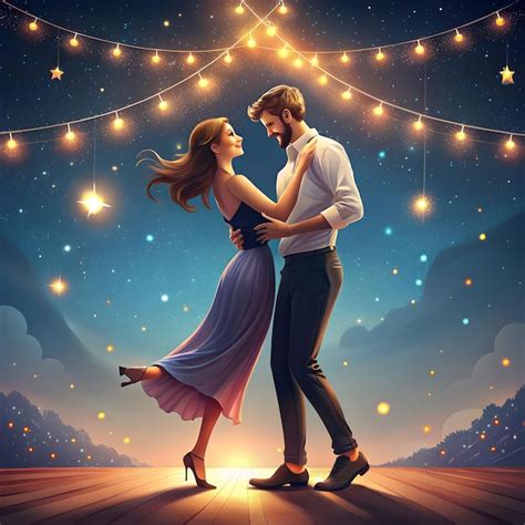 Premium Photo Young Couple Dancing Swing Outside At Night