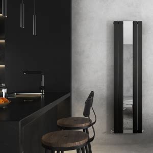 360mm W X 1250mm H Corwen Black Vertical Radiator