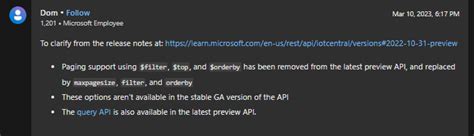 Iot Central Api Get Apidevices Query Parameters Are Not Working