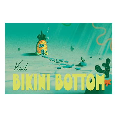 Bikini Bottom Postcard Spongebob Squarepants Pixel Empire