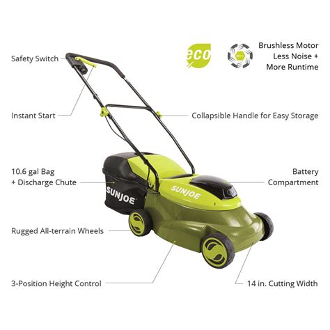 Sun Joe Ion Green 14 Cordless Electric Lawn Mower Ebay