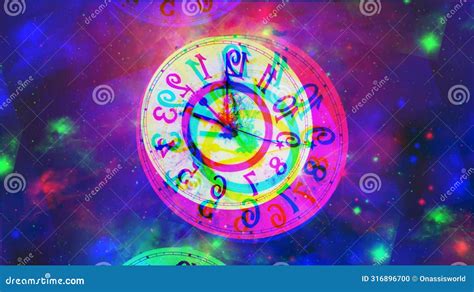Time Travel Clock Face Abstract Background Stock Illustration