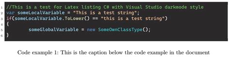 Syntax Highlighting In Listings For C That It Looks Like In Visual