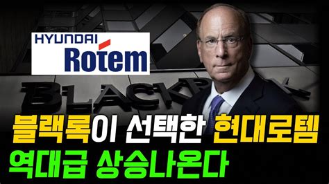 현대로템 주가 현대로템 세계최대자산운용사 블랙록이 선택했다 앞으로 역대급 상승이 나올 수밖에 없다 현대로템 기업분석 현대로템주가전망 현대로템 전망 Youtube
