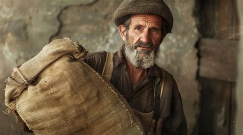 A Man With A Beard Carrying A Sack Suitable For Various Projects