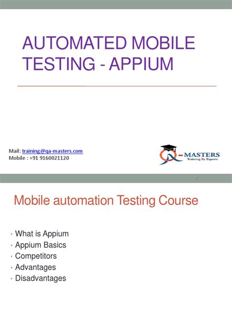 Automated Mobile Testing Appium Appium Selenium Training Pdf