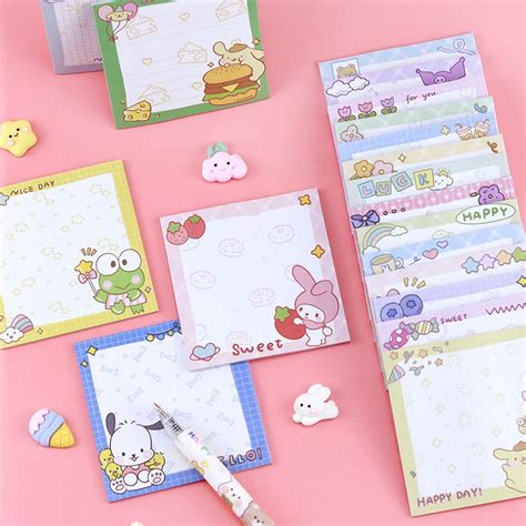 산리오 귀여운 산리오 애니메이션 헬로 키티 카드 포차코 시나몬 롤 학생 메모 책 사무실 메시지 스티커 위시버킷