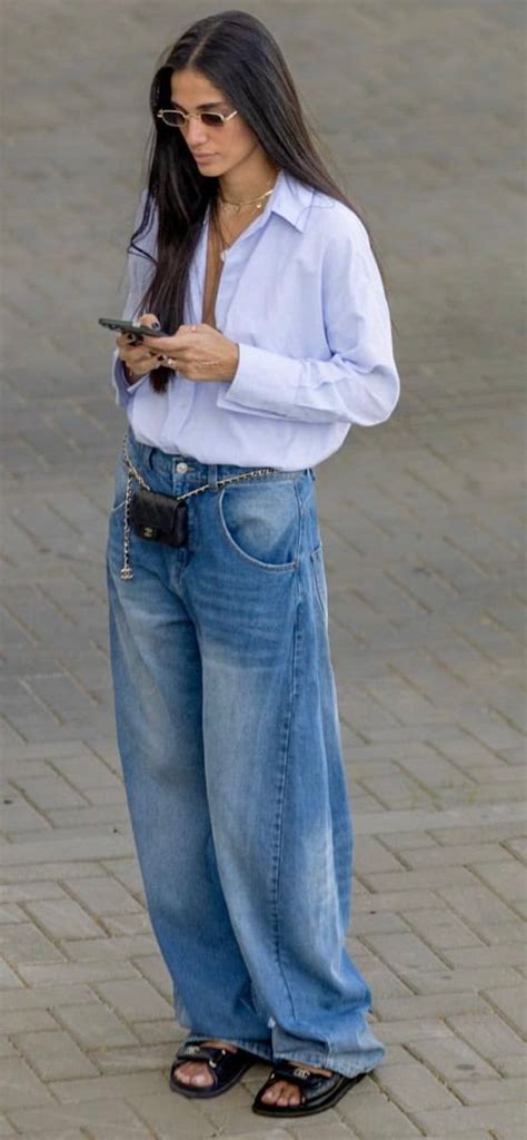 Street Style 2023 Fall Outfit Con Pantaloni Abbigliamento In Jeans