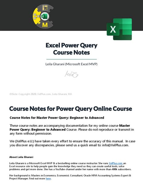 Excel Power Query Course Notes Leila Gharani Microsoft Excel Mvp Pdf Database Index