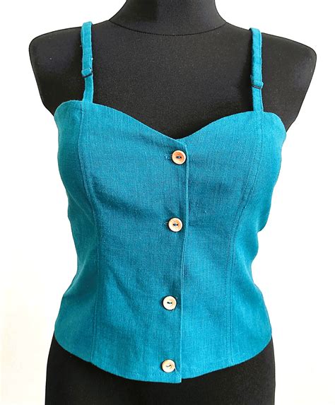 Buster Linen 100 Linen Corset Crop Top Style Top Summer Top
