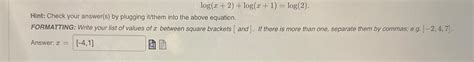 Solved Log X 2 Log X 1 Log 2 Hint Check Your Answer S