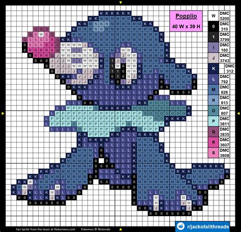 Popplio Sprite Graph Cross Stitch Pattern R Jackofallthreads
