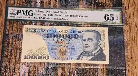 Banknot 100000 zł.prl w gradingu widoczny na skanie 1990r Konstantynów ...