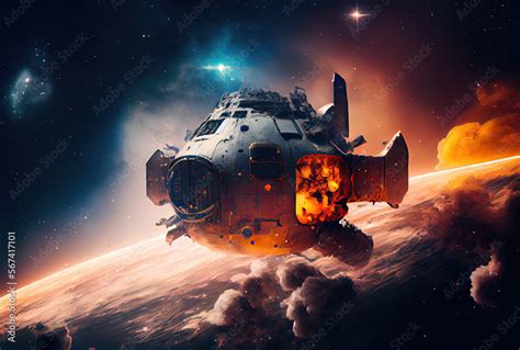 Futuristic Spacecraft Generative AI Illustration Stock Illustration