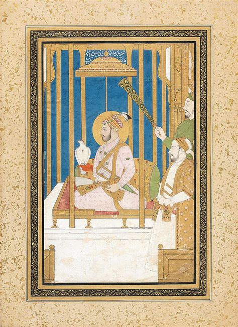 The Emperor Farrukhsiyar Holding A Falcon Seated On A Terrace With A