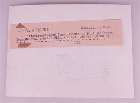 Pressefoto Ritterkreuzträger Generalleutnant Paul Deichmann I Fliegerkorps Archiv Trave