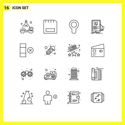 16 Thematic Vector Outlines And Editable Symbols Of Tutorial Webinar Hardware Online Wind