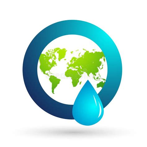 Концепция логотипа капли воды земного шара капли воды с природой значка