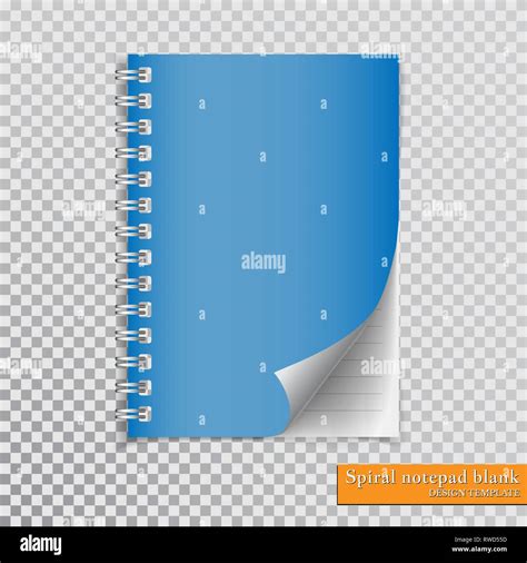 Realistic Spiral Notepad Blank With Cornered Sheet Of Paper Mock Up On