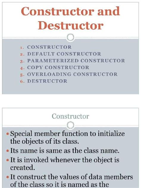 Constructor And Destructors Pptx Pdf