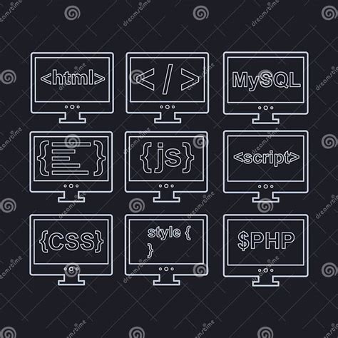 Vector Collection Of Web Development Icons Html Stock Vector