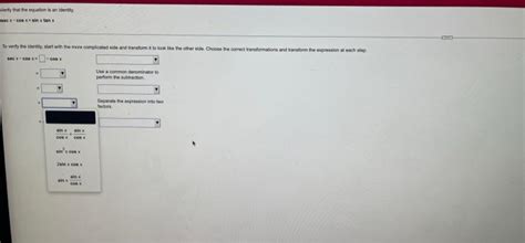 Solved Verly That The Gation Is An Identity Sex COS X Chegg Com
