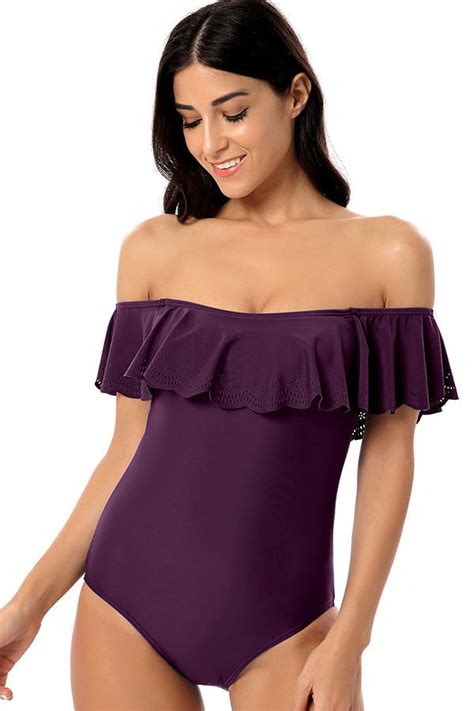 Flounce One Piece Swimsuit With Hollowed Out Design