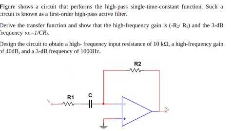 Solved Figure Shows A Circuit That Performs The High Pass